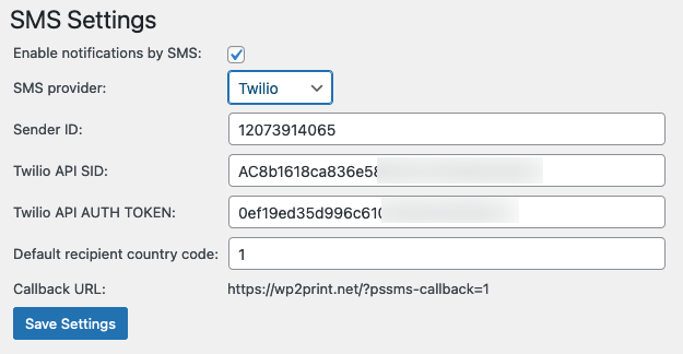 Configuration of SMS settings | Print Science Documentation