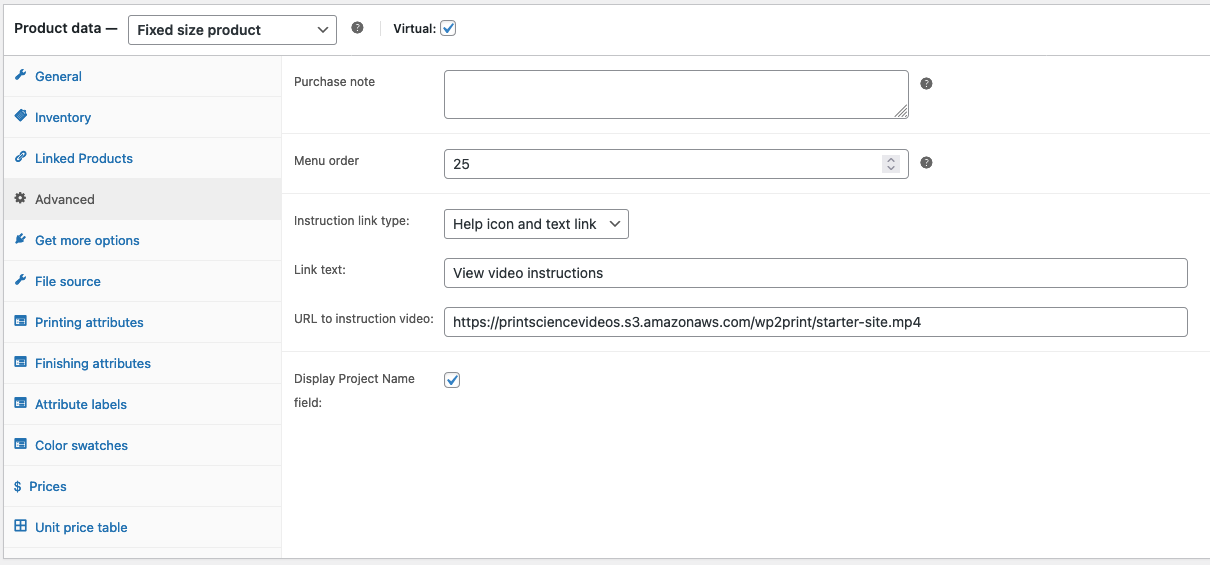 Advanced product configuration | Print Science Documentation